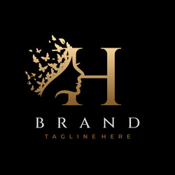 Letter h beauty face logo design Royalty Free Vector Image