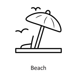 Beach outline icon design tra Royalty Free Vector Image