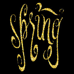 Golden glitter spring hand drawn lettering Vector Image
