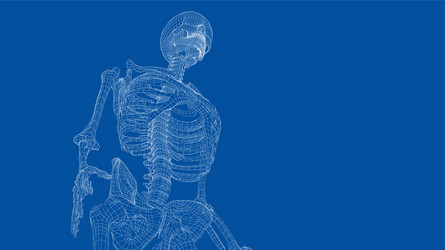 Human skeleton posing isolated over black Vector Image