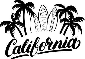 Palm beach hand written lettering with palms Vector Image