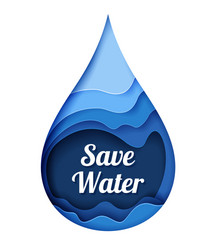 Save water paper cut design template Royalty Free Vector