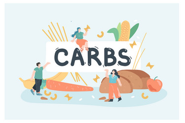 Tiny characters next to carbs sign and products Vector Image