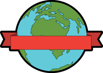 World planet earth with ribbon frame Royalty Free Vector