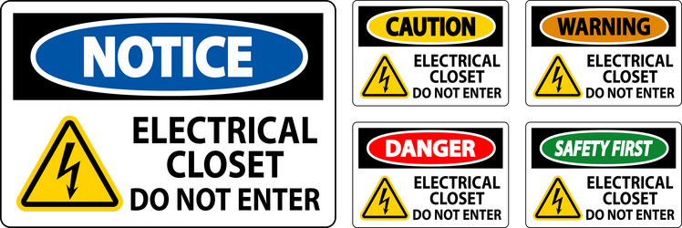 Danger sign electrical closet - do not enter Vector Image