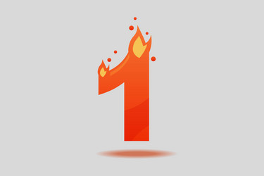 Number 1 fire flames font one tattoo alphabet Vector Image