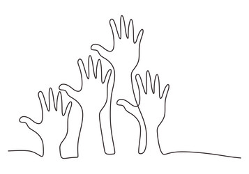 Hands one line drawing Royalty Free Vector Image