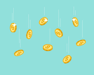 Cartoon coins falling gold dollar dropping money Vector Image
