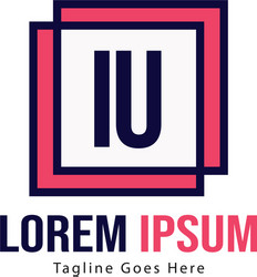 Initial iu logo template with modern frame Vector Image