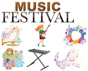 Children playing different musical instruments Vector Image