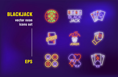 Playing card neon signs set Royalty Free Vector Image