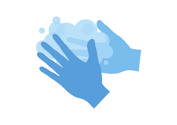 Handwashing hand blue soap hygiene symbol icon Vector Image