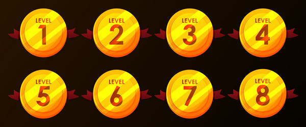 Game badges with level Royalty Free Vector Image