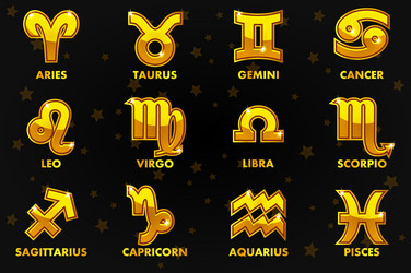Gold zodiac signs Royalty Free Vector Image - VectorStock