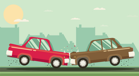Car crash two cars hit head-on flat design Vector Image