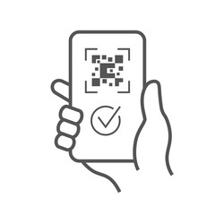 Scan qr-code on smartphone with magnifying glass Vector Image