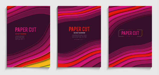 Multi layered paper cut cover set of posters Vector Image