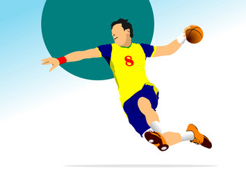 Handball player silhouette 3d color hand drawn Vector Image