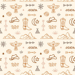 Western seamless pattern cowboy wild west print Vector Image