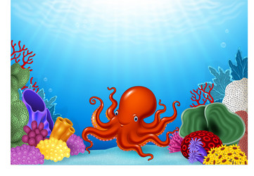 Underwater scene with tropical coral reef Vector Image