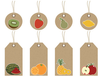 Fruit stickers Royalty Free Vector Image - VectorStock
