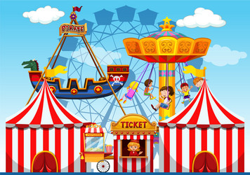 Three different rides at fun fair Royalty Free Vector Image