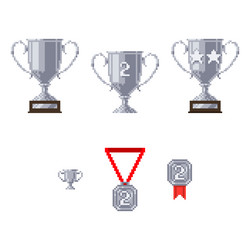 Golden winner cup pixel art style goblet Vector Image