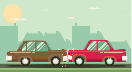 Car crash two cars hit flat design Royalty Free Vector Image