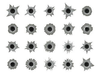 Bullet holes gun shot ragged marks gunshot Vector Image