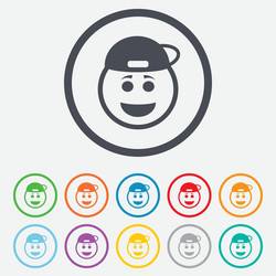 Smile rapper face icon smiley symbol Royalty Free Vector