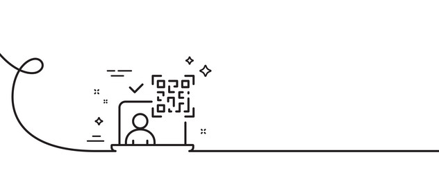 Qr code line icon scan barcode sign continuous Vector Image