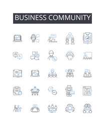 Business community line icons collection Vector Image