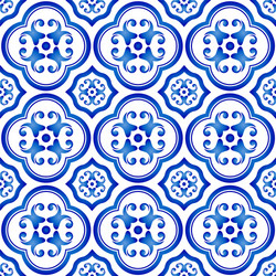 Blue and white tile pattern Royalty Free Vector Image