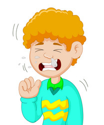Little boy cartoon having flu Royalty Free Vector Image