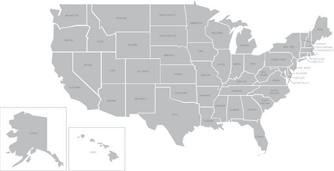 Gray usa map with states Royalty Free Vector Image