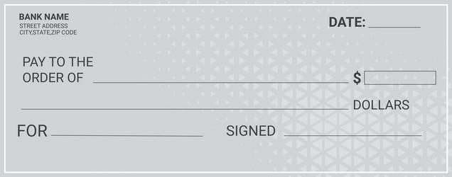 Blank bank cheque personal desk check template Vector Image