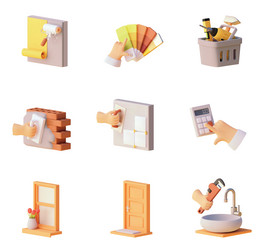 Home renovation isometric icons Royalty Free Vector Image