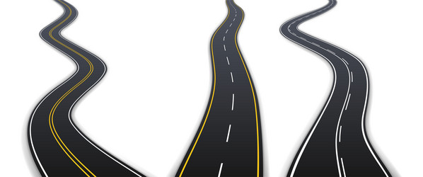Empty straight and winding asphalt roads Vector Image