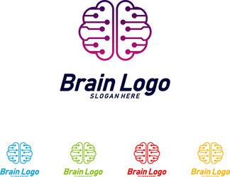 Tech brain logo design mind technology concept Vector Image