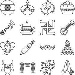 Indian line style icon set design Royalty Free Vector Image