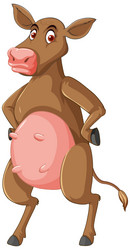 Brown cow standing on two legs cartoon character Vector Image