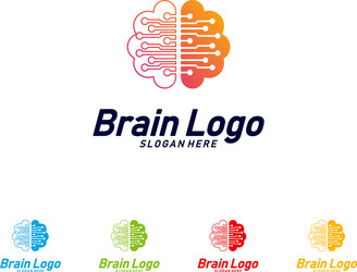 Tech brain logo design mind technology concept Vector Image