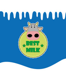 Milk wave with cute cow who pours Royalty Free Vector Image