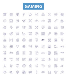Gaming line icons signs set design collection Vector Image