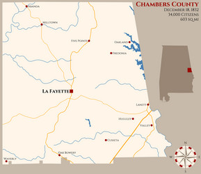 Map of chambers county in alabama usa Royalty Free Vector
