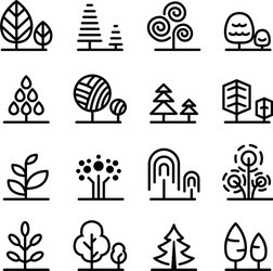 Tree line up silhouette set collection Royalty Free Vector