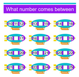 What number comes between math worksheets Vector Image