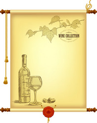 Hand drawn vintage wine menu background Royalty Free Vector