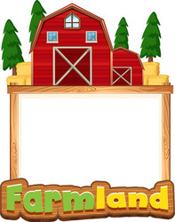 Border template design with children and farm Vector Image