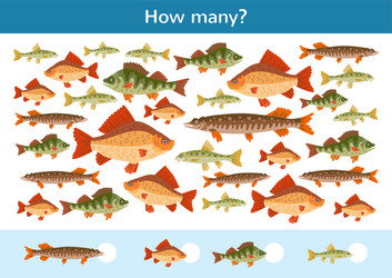 Counting children game a cartoon fish Royalty Free Vector